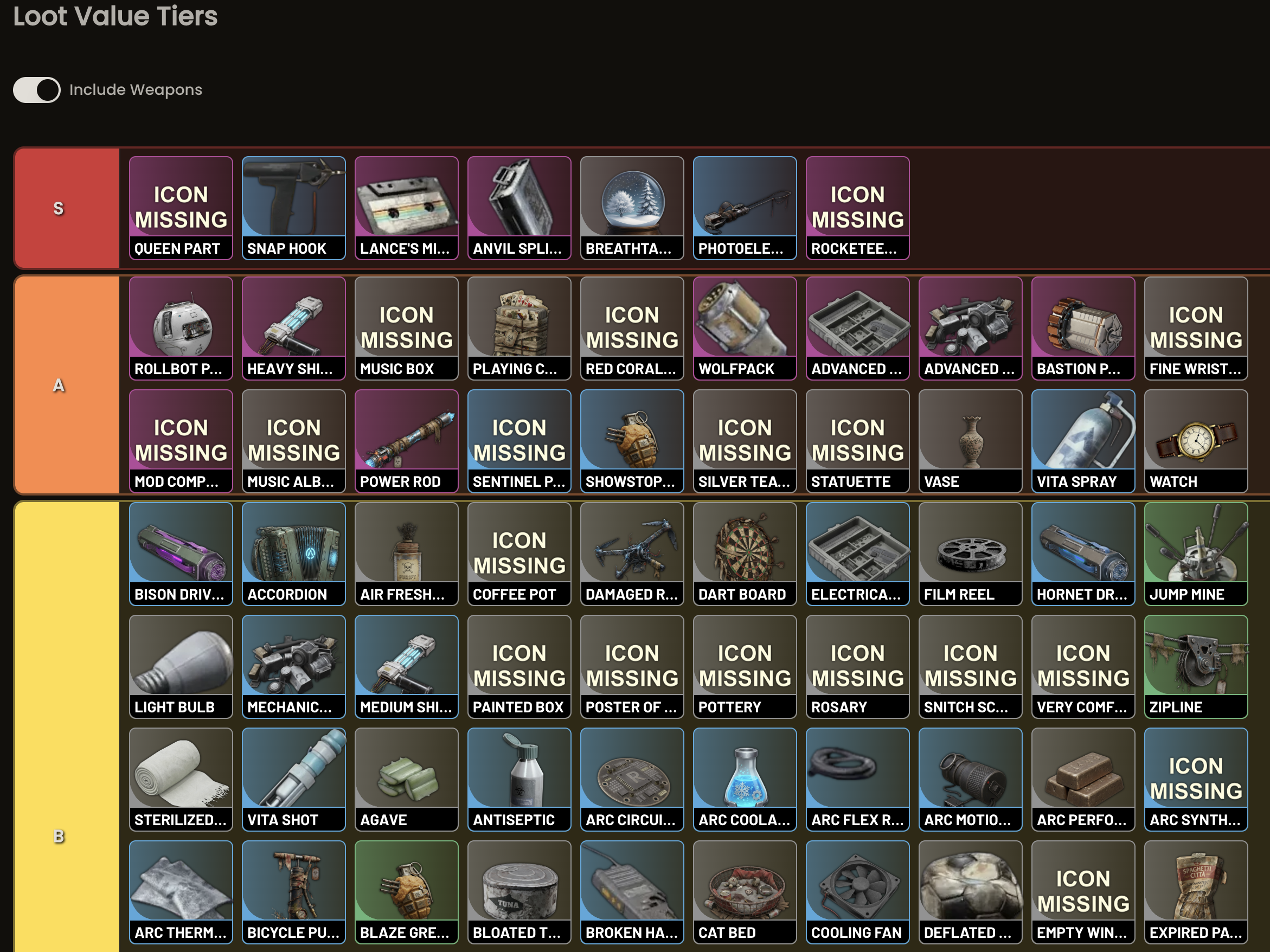 Loot Value Tiers - ARC Raiders | MetaForge