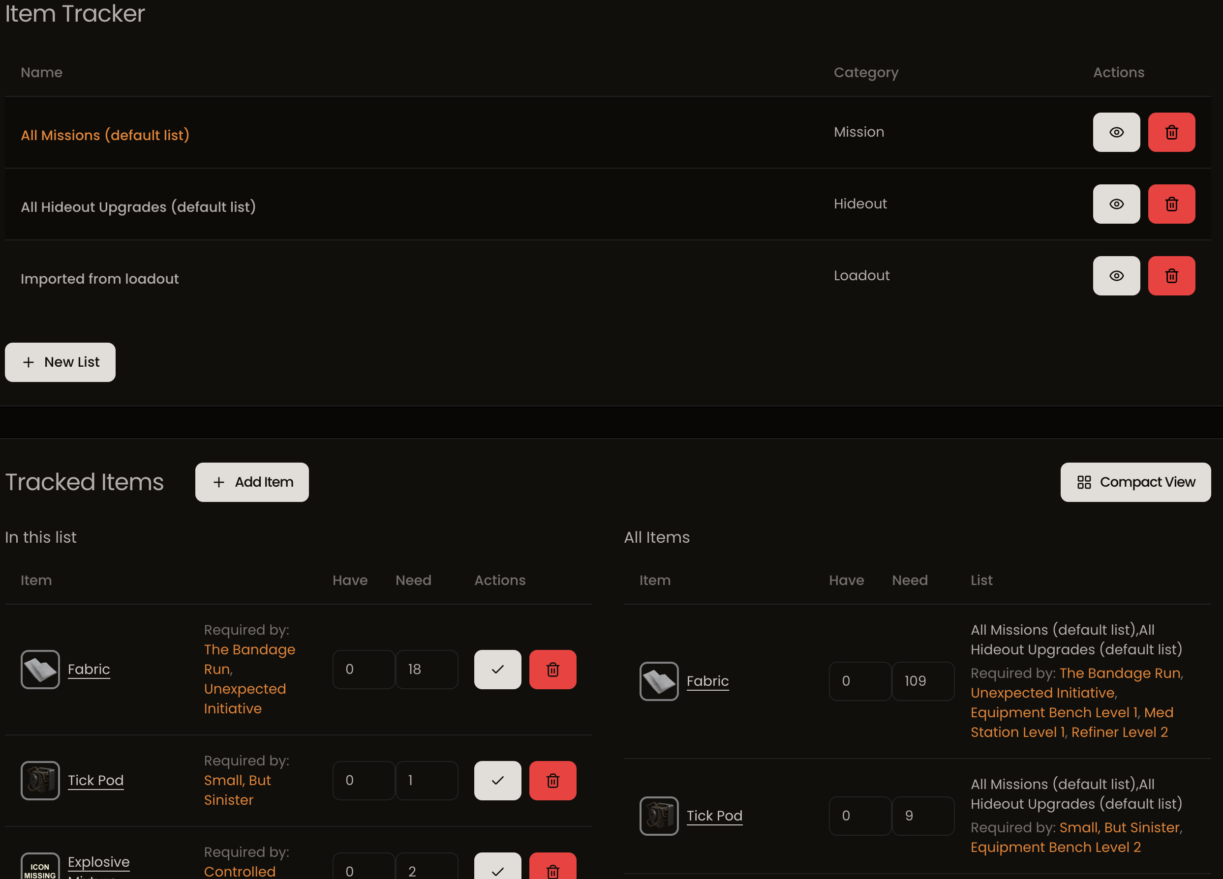 ARC Raiders Needed Items | MetaForge